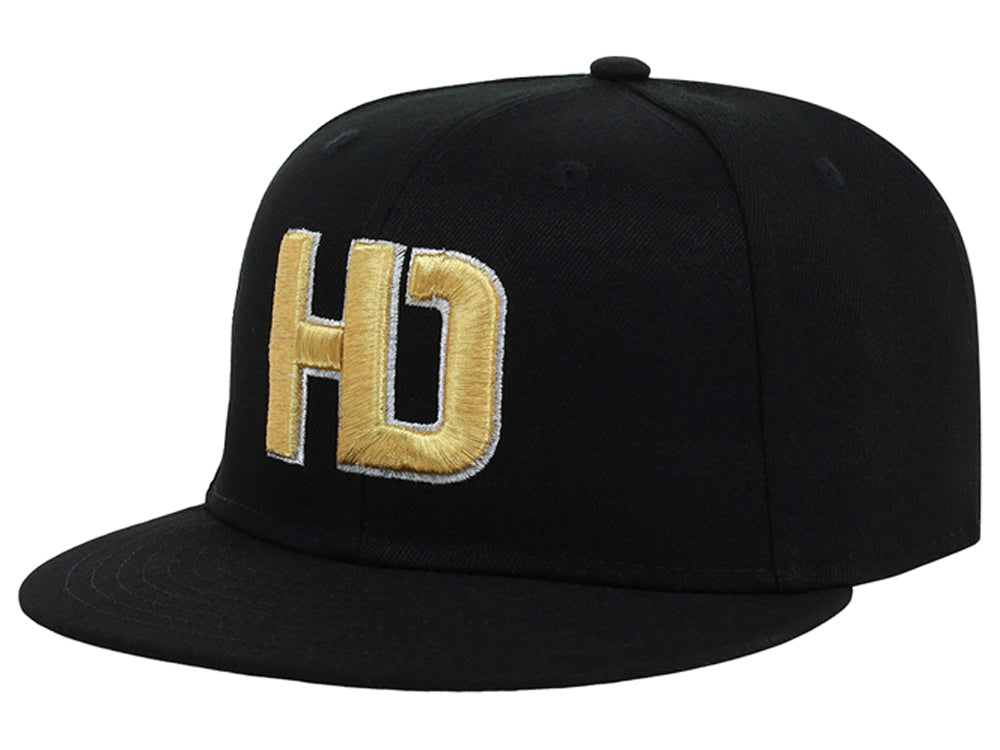 Lids Hat Drop Branded HD Fitted Cap - Black/Black/Gold – LidsHatDrop